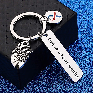 WUSUANED CHD Keychain Mom/Dad of A Heart Warrior Keychain Congenital Defect Awareness Gift for Heart Warrior Mom Dad (dad of a heart warrior K)