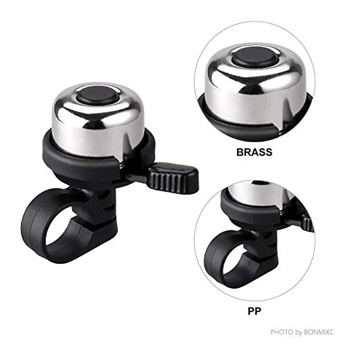 BONMIXC Bike Bell Brass Mini, Clearer Louder Longer Sustained Purer Tone
