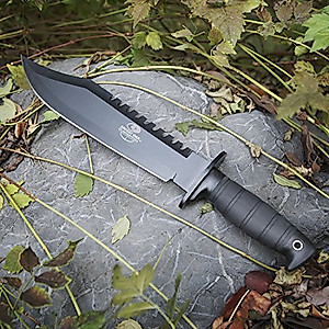 Mossy Oak Survival Hunting Knife with Sheath, 15-inch Fixed Blade Tactical Bowie Knife with Sharpener & Fire Starter for Camping, Outdoor, Bushcraft