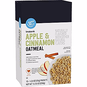 Amazon Brand - Happy Belly Instant Oatmeal, Apple & Cinnamon, 1.23 ounce (Pack of 10)