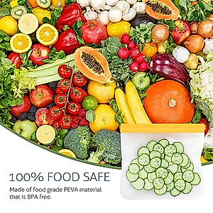 Reusable Storage Bags, 10 Pack Dishwasher Safe Silicone Food Storage Bags with 3 Sizes for Marinate Meats, Sandwich, Snack, Cereal, Travel Item