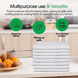 DG Collections Terry Dish Towels, 100% Cotton Kitchen Towels, Set of 8 (15x25 inch) Hand Towels - 400 GSM, Absorbent Terry Cloth Dish Towels for Kitchen, Soft Tea Towels - White Color