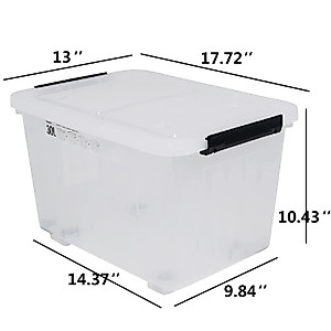 Hommp 4 Packs 30 Liter Clear Large Storage Boxes Container with Lids and Wheels