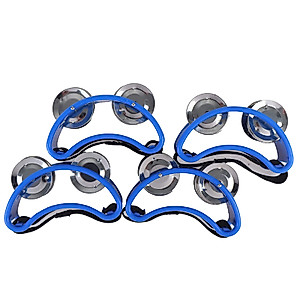 Xgood 4 Pieces Foot Tambourines Percussion Musical Instrument with Stainless Steel Jingles Percussion Musical Instrument Accessories (Blue)