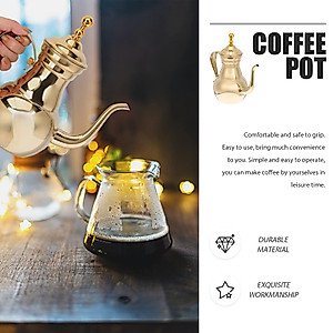 CALLARON Tea Kettle Tea Gooseneck Turkish Greek Arabic Coffee Pot: Middle East Arab Stovetop Coffee Maker Wine Decanter 1.1L Brewer Pot with Handle for Home Kitchen Golden Tea Pot Kettle