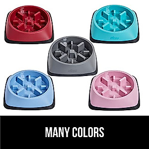 Gorilla Grip Slip Resistant Slow Feeder Dog Bowl, 4 Cups, Slows Down Pets Eating, Prevents Overeating, Feed Small and Large Breed Puppy, Fun Puzzle Design, Dogs Pet Bowls, Dry and Wet Food, Charcoal