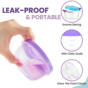 TOFLEN Reusable Small Freezer Containers 5 Oz Plastic Food Storage Containers with Screw On Lids, Leakproof & Airtight, Freezer Safe, Dishwasher Safe, Set of 12 Multicolor