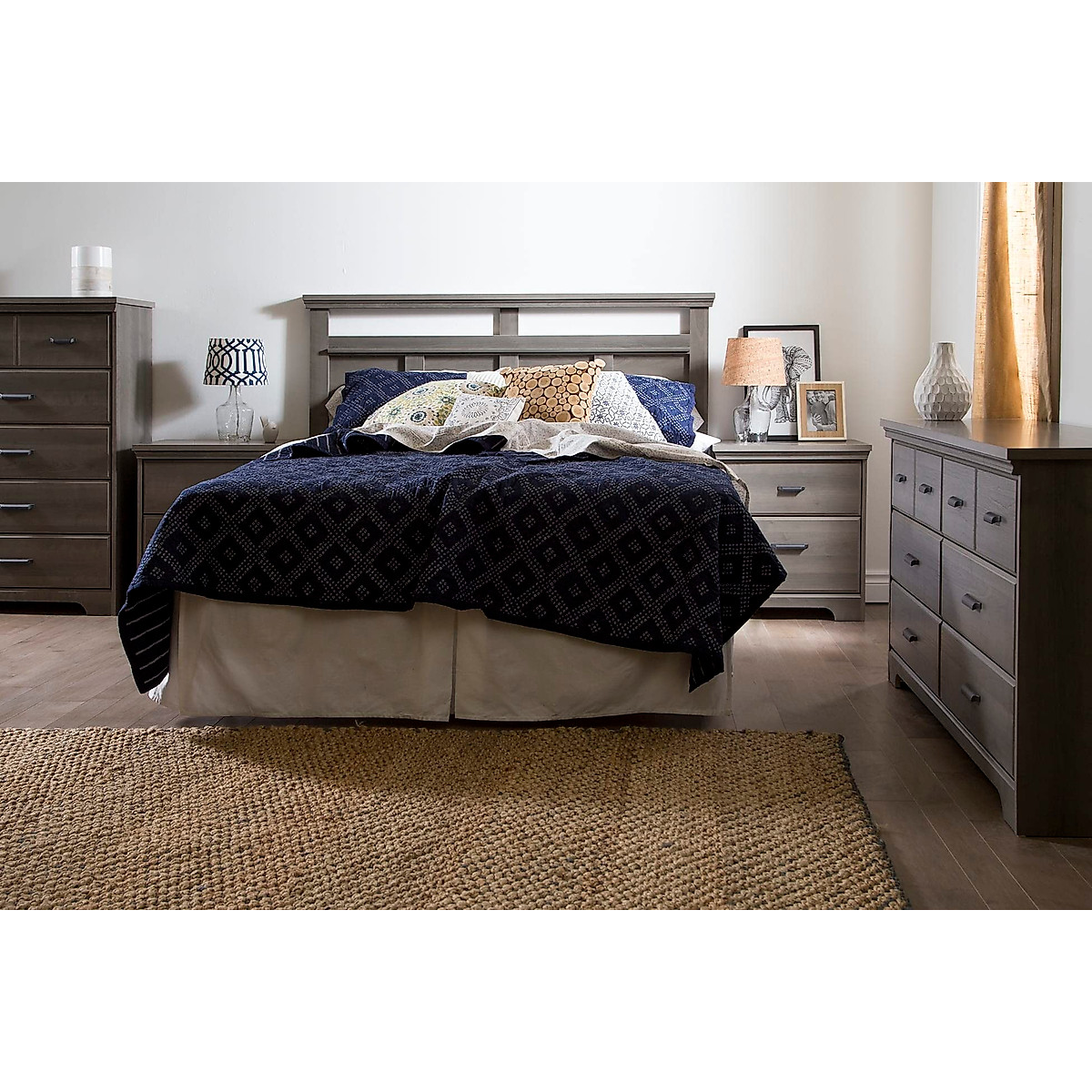 South Shore Versa 2-Drawer Nightstand, Weathered Oak, Gray Maple