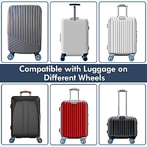 8 PCS Luggage Wheel Cover, Luggage Suitcase Wheels Protector Covers, Silicone Luggage Spinner Wheel Covers for Most 8-Spinner Wheels Travel Luggage Cover, No Noise (Blue)