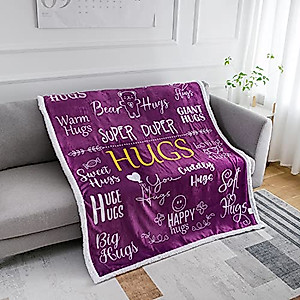 Piwaka Hug Blanket Gifts for Loved One - Cosy Sherpa Fleece Blanket in Purple | Machine Washable Plush Blankets - Heartwarming Gifts - Sentimental Gifts - Get Well Soon Gifts for Women