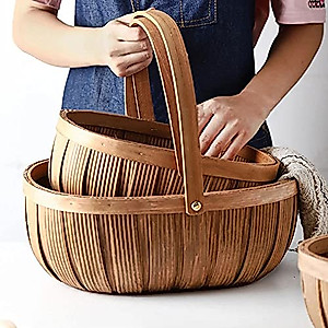 UXZDX CUJUX Household Wicker Basket Oval Willow Woven Frame, Vegetable Basket with Handle, Picnic Basket (Size : 23.5cm)