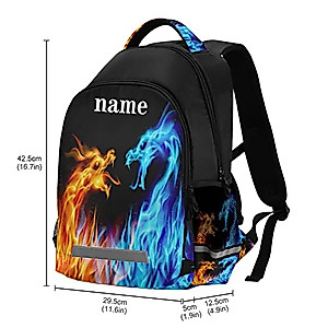 Kcldeci Custom Red Blue Fire Dragon Backpack Customized Animal Monster Backpacks Girl Boy School Bag Kids Rucksack Bookbag for Elementary
