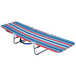 Rio Beach Portable Folding Backpack Beach Lounge Chair with Backpack Straps and Storage Pouch , Blue and Red, 8.5 lbs