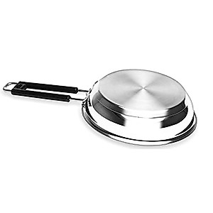 Kansara Stainless Steel Frying Pan Tri-Ply Steel Skillet Cookware for Kitchen Restaurant Deep Frying Pan Large Wok Professional Grade Pan-Composite Pan Cooking Frying Pan (Silver) (8.5 Inch Fry Pan)