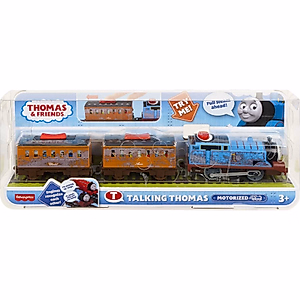 Thomas & Friends Motorized Toy Train Talking Thomas Engine with Sounds Phrases & Passenger Cars for Preschool Pretend Play Kids Ages 3+ Years