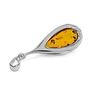 Ian and Valeri Co. Dark Amber Sterling Silver Drop Pendant Necklace 18 inches