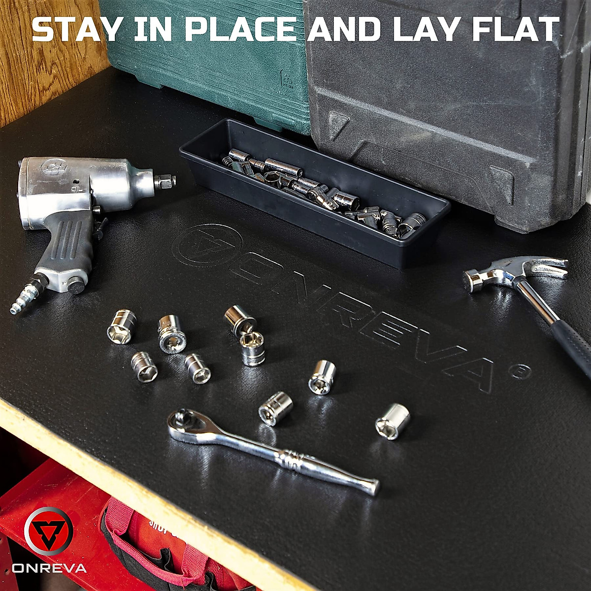 ONREVA Tool Box Liner 30 inch wide x 22 ft Large, Thick Heavy Duty Toolbox Drawer Liners, Rolling Tool Chest Liner Foam, Shelf Rubber Mat, Non-slip Organizer Liner for Cabinet, Workbench