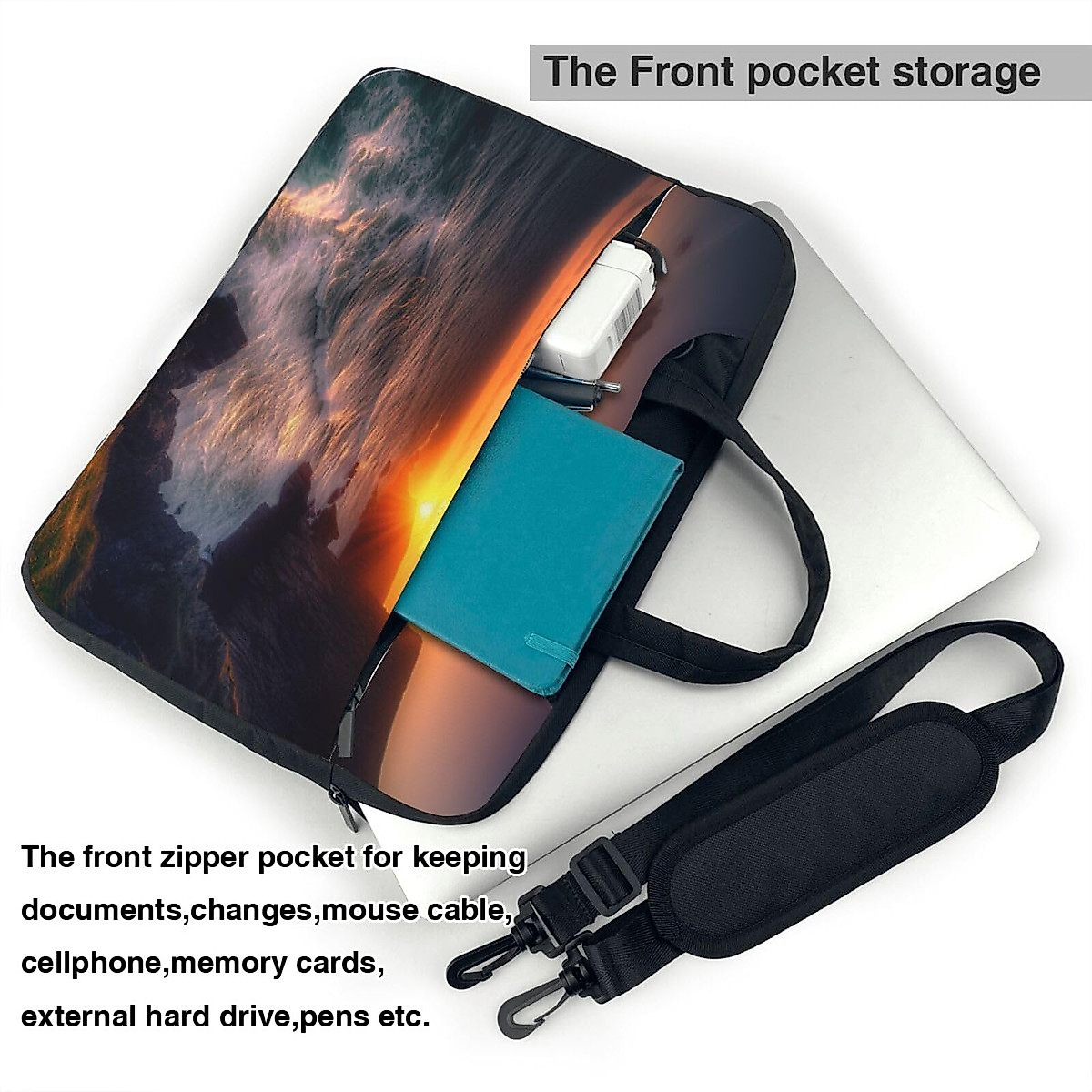 Ireland Sunset Seascape Laptop Bag for Women Men 15.6" Computer Sleeve Business Travel Briefcase Messenger Bag