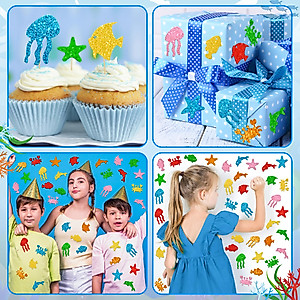 530Pcs Sea Animal Foam Sticker Set with Glitter Accents Self-Adhesive Eyes Perfect for Kids' Crafts DIY Scrapbooking Card Making and Undersea Themed Wall Decorations Gifts