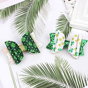 10PCS St. Patrick's Day 6 Shamrock Hairclip Plus 4 Hair Bow Clip Package Glitter Shamrock Bow Hair Barrette Seasonal Hair Bow Hairgrips Bow Hairpin for Girls Toddlers Teens Children Kids St. Patrick's Day Party Hair Accessories 10PCS
