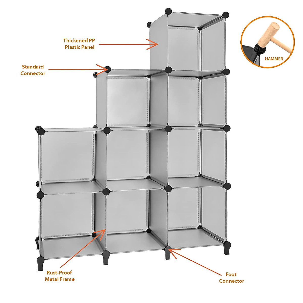 Gold Armour Cube Storage 9-Cube Bookshelf Closet Organizer Storage Shelves Shelf Cubes Organizer Plastic Square Book Shelf Bookcase DIY Closet Cabinet Organizer Shelving for Home Office Bedroom (Pink)