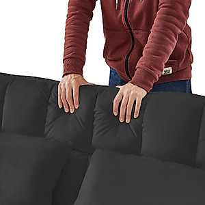 Lepfun 3 in 1 Convertible Sleeper Sofa Couch with Pull Out Bed, Small Futon Loveseat Lounge Chaise with Reclining Backrest and Armrest, Upholstered Love Seats Sofabed, Black Velvet