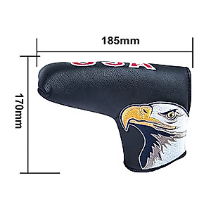 PINMEI Golf Blade Putter Cover Golf Putter Headcover Synthetic Leather Closure for Scotty Cameron Odyssey Blade Taylormade Ping (Blue)