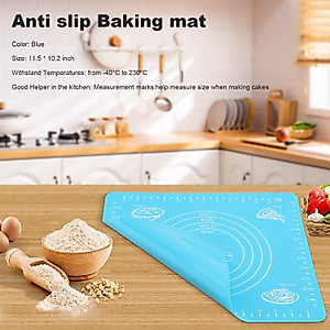 Silicone Baking Mat Non Slip Pastry Mat, Baking Mat 11" x 10'' for Counter, Oven Liner, Pie Crust, Reusable Fondant Mat Extra Thick with Measurement