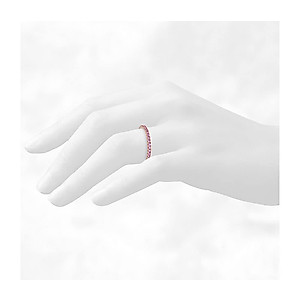 Jewelrygift Created-Pink Sapphire Gtone Band Ring Rose Gold Plated Beautiful Design Luxury gift perfect wedding or for Men and women US Ring Size: 6