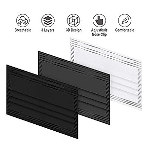 Comix Kids Face Mask, Kids Disposable Face Mask, Face Mask for Kids Boys Girls, 3 layer face mask, Pack of 50, Black