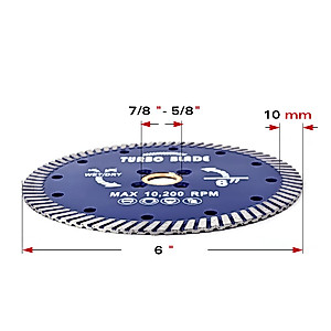 6" Diamond Turbo Blade Granite Blade for Granite Marble Porcelain Tile Wet/Dry Cutting