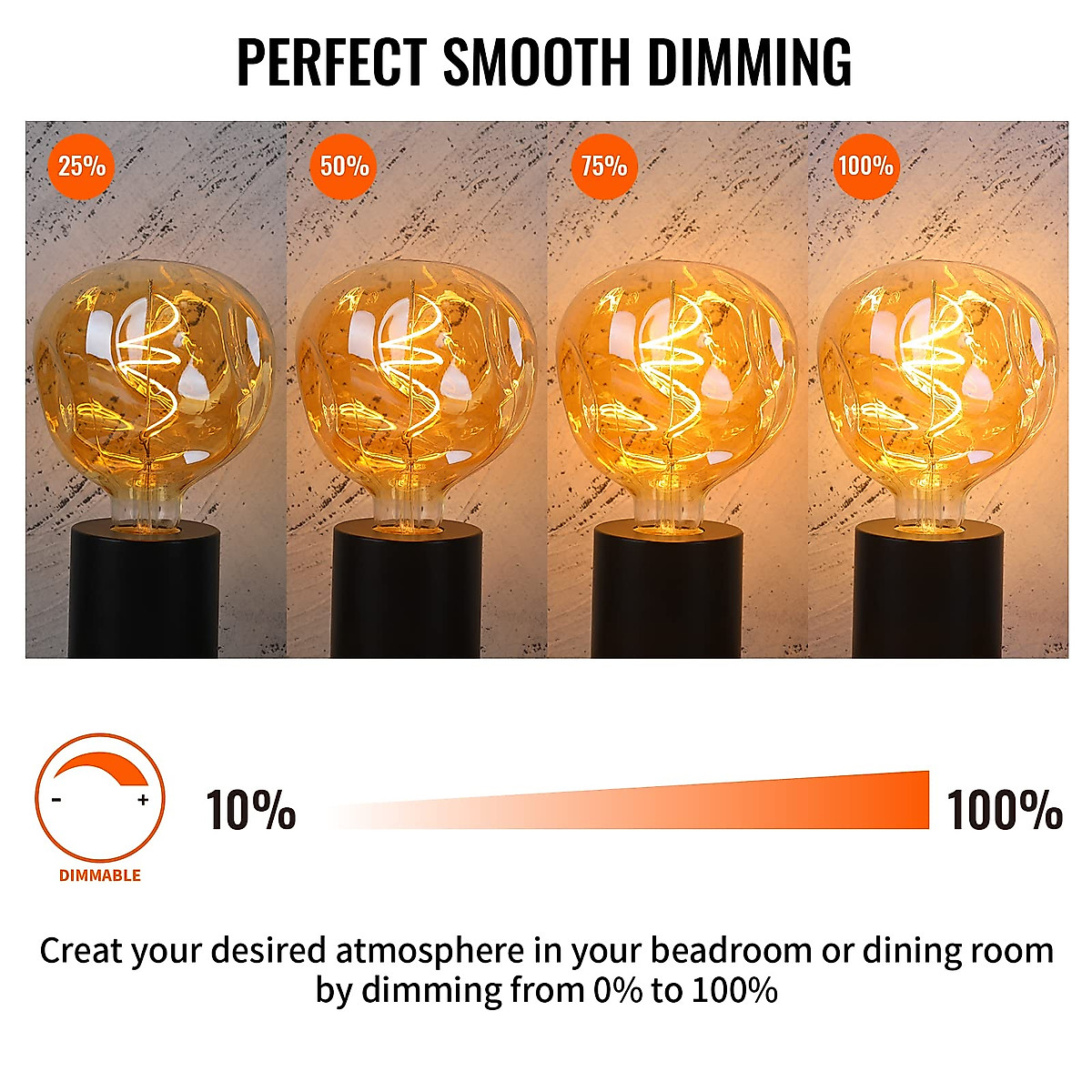 OMED S125 Oversized LED Edison Bulb Large, 5 Watt 400 Lumens 2200k Warm Yellow Large Edison Light Bulb, Amber Glass Decorative Large Globe Dimmable E26 Bulbsfor Pendant Lighting, 1 Pack