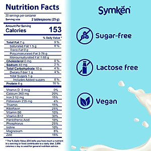 SYMKEN Sugar-free Soy Milk Powder 17.6 Oz (500g) | Vegan | High in Protein | Gluten free | Lactose free | Non-GMO | Plant-based | Non-Dairy | Added with Vitamins, Minerals, and Antioxidants