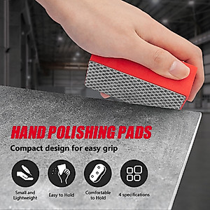 SZSYD 4Pack Diamond Hand Polishing Pads for Sanding Ceramics Glass Tile Concrete Stone Marble Granite, 60#, 100#,200#,400# (Grid)