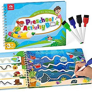 Coogam Pencil Control Tracing Workbook, Learn to Write Alphabet ABC Letters Numbers Handwriting Book Fine Motor Montessori Educational Toy Gift for Preschool Kids