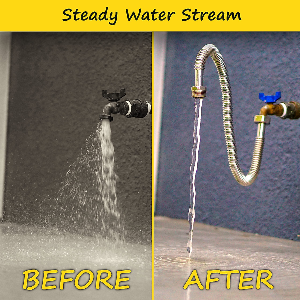 BBros Products Adjustable Flex and Hold Stainless Steel Garden Hose (2 ft), 24 Inch