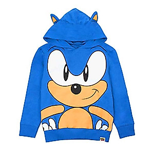 Sonic The Hedgehog Hoodie For Boys Character 3D Ears Boy's Kids Blue Hooded Jumper 7-8 Years