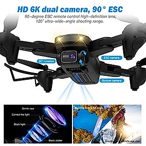 TizzyToy Drone with Camera 4K, Drones for adults, WiFi FPV RC Quadcopter with Gesture Control, 3D FlipFoldable Mini Drones Toys Gifts for Kids Beginners, Controlled Camera，Drone with LED Lights, Headless Mode,One Key Start Mode