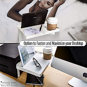 Aleratec Bedside Shelf and Mattress Tray Nightstand with Built in Cup Holder and Tablet or Phone Slot | Night Accent Table Bed Stand - White