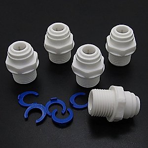 5 PCS 3/8" Push 1/2"PT Thread Male Straight Tube Quick Connect for RO Water Filter