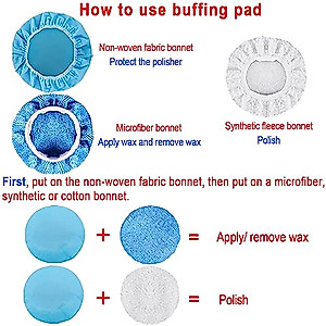 SIQUK 23 Pieces 5 Inch Buffing Pads Car Polisher Bonnets Foam Polishing Pad Kit Wax Buffer Polish Pads Car Buffer Attachment for Drill