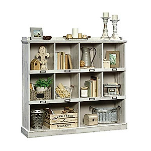 Sauder Barrister Lane Bookcase, L: 53.15" x W: 12.13" x H: 47.52", White Plank finish