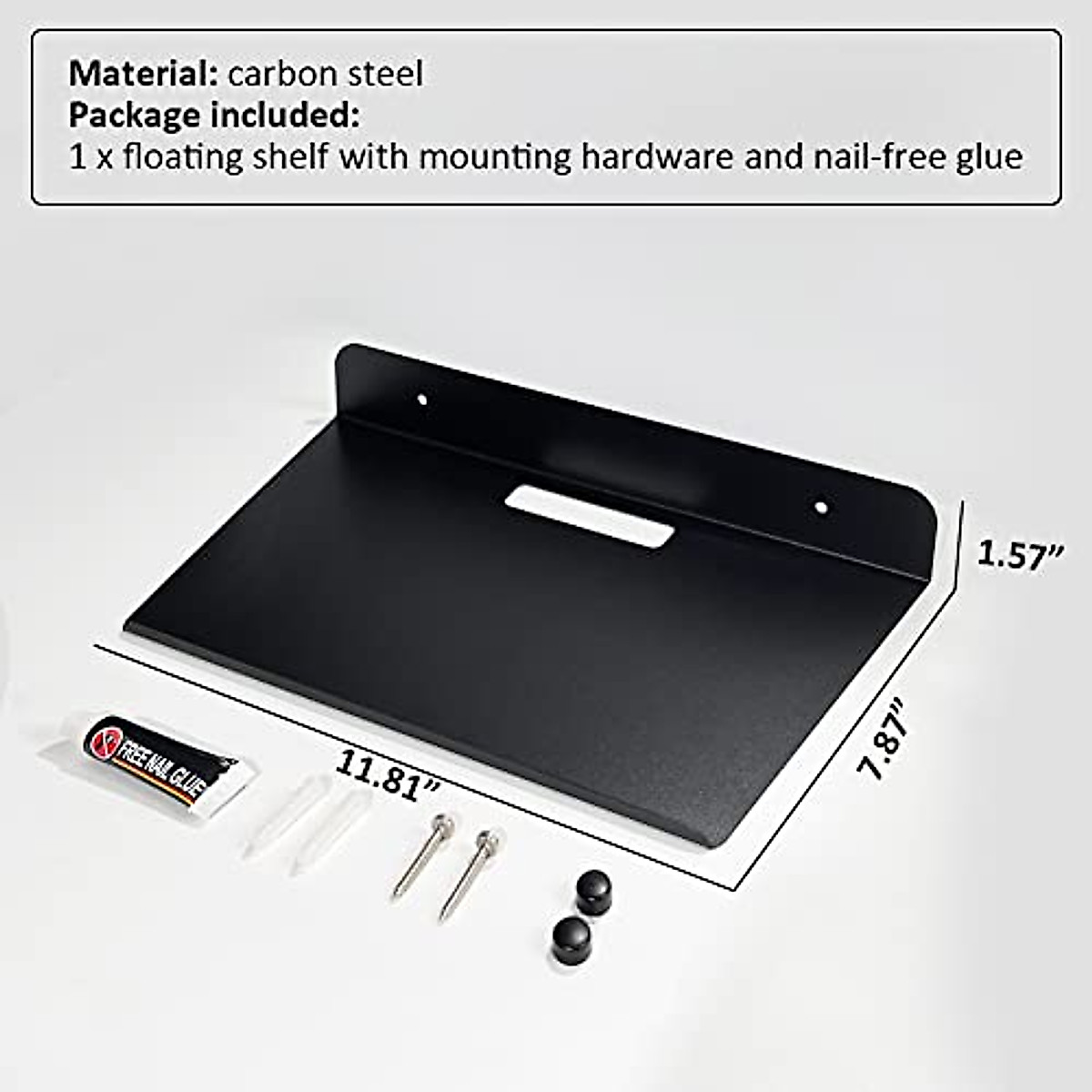 OLizee® Drill-Free Wall Mount Floating Display Shelf with Cable Hole Baby Monitor Projector Wall Shelf Video Camera Wall Holder WiFi Router Storage Shelf Smart Speaker Wall Shelf Large