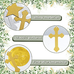 60 Pcs First Communion Hanging Swirls God Bless Baptism Decorations Gold and White Peace Pigeon Cross Swirls for Spring Wedding Bridal Baby Shower Birthday Religious Christian Tea Party Decorations