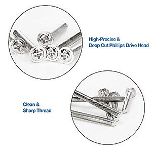 WELLOCKS Cabinet Pulls Knobs Screws M4 25-50mm 96 PCS Assortment Machine Screws Pan Washer Head Metal Phillips Screws Kit for Cabinet Drawer Cupboard Closet Handles Install(D150)