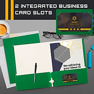 Two Pocket Portfolio Folders, 50-Pack, Green, Letter Size Paper Folders, by Better Office Products, 50 Pieces, Green