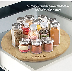 Greenco Bamboo Lazy Susan Turntable Spice Rack, 10 Inch Premium Bamboo, Perfect For Cabinets and Pantries, Neatly Store & Organize Spices, Condiments, and More