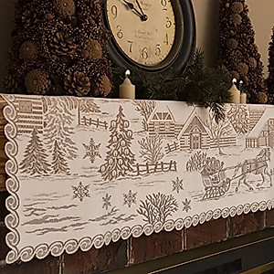 Heritage Lace White Sleigh Ride 60" X 20" 4-Way Mantle Scarf