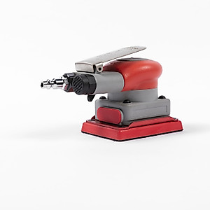 Pneumatic random orbital sander 3 x 4-inch light weight palm sander 1/8" (3 mm) diameter orbit 10000 RPM with extra backing pad 12pcs sandpaper