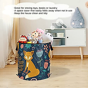 Fox Thanksgiving Pop Up Laundry Hamper With Lid Foldable Laundry Basket With Handles Collapsible Storage Basket Clothes Organizer for Travel Picnic Camp